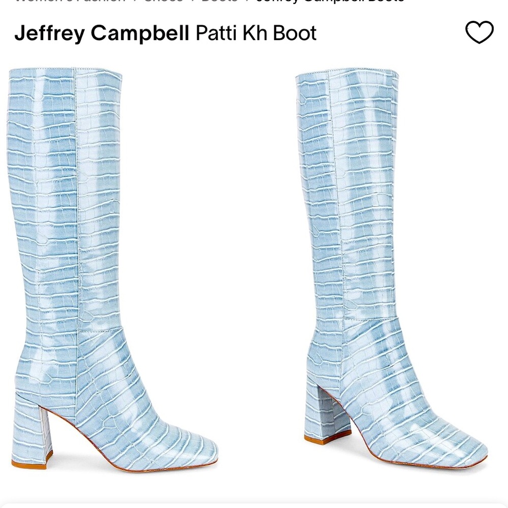 Jeffrey Campbell Patti Boot In Light Blue Croco - Gem